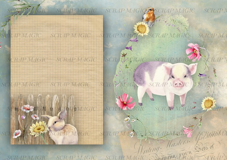 Floral Farm Junk Journal, Digital Kit , Farm Life, Journal Pages ...