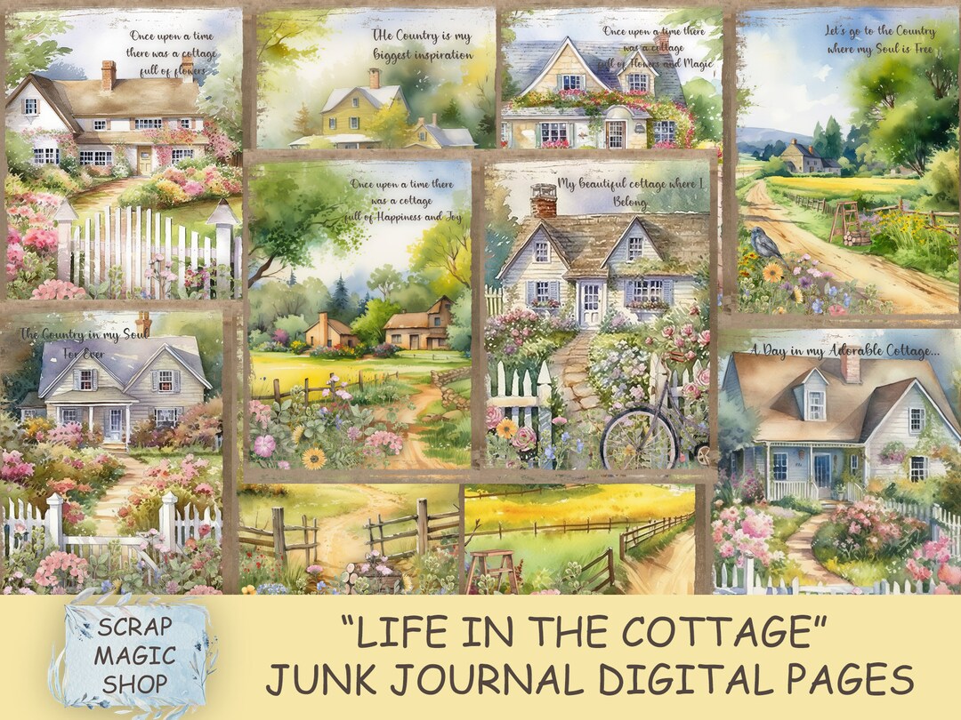 Country Cottage Junk Journal, Digital Kit, Landscape, Scenery, Spring ...