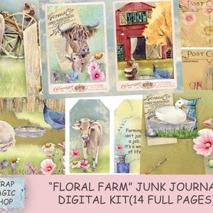 Floral Farm Junk Journal, Digital Kit , Farm Life, Journal Pages ...