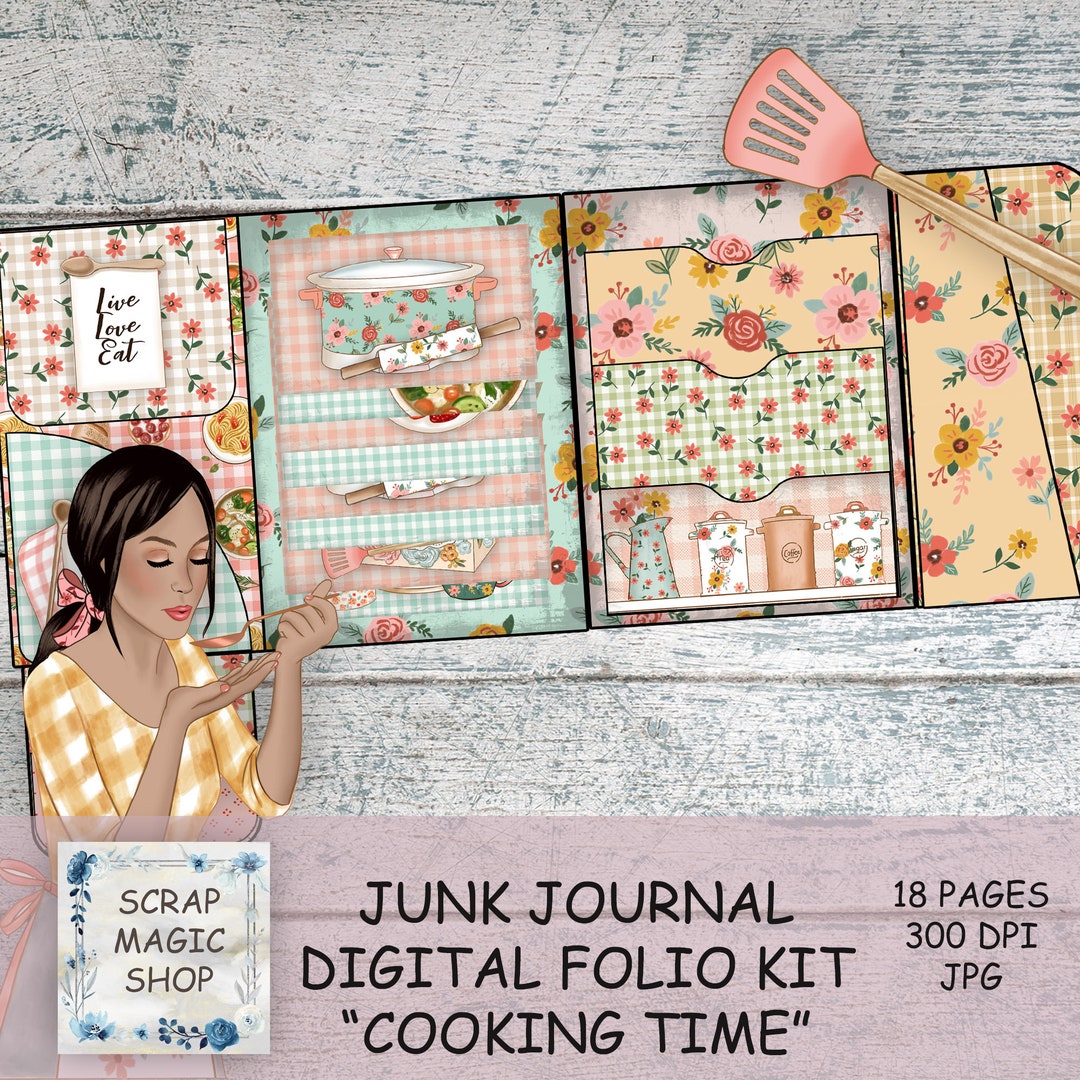 Cooking Junk Journal Folio Kit, Loaded Folder, Kitchen Printables ...