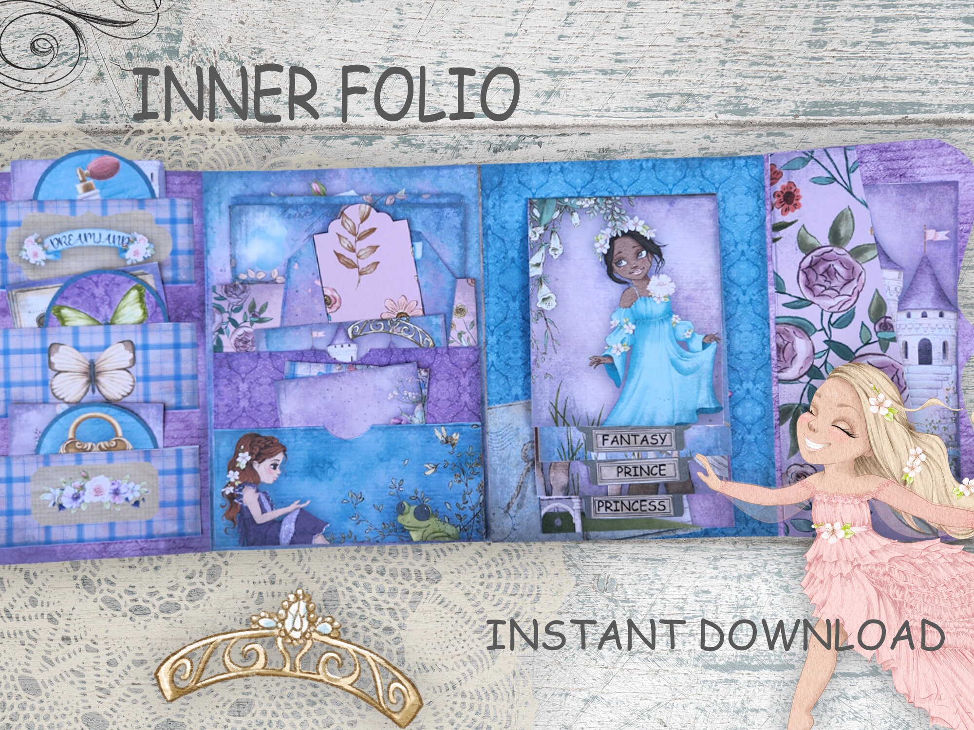 Prince and Princess Junk Journal Folio Kit, Loaded Folder, Printables ...