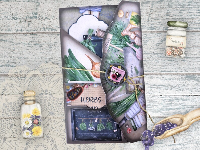 Herbs and Spices Junk Journal Folio Kit, Vintage Loaded Folder, Cooking ...
