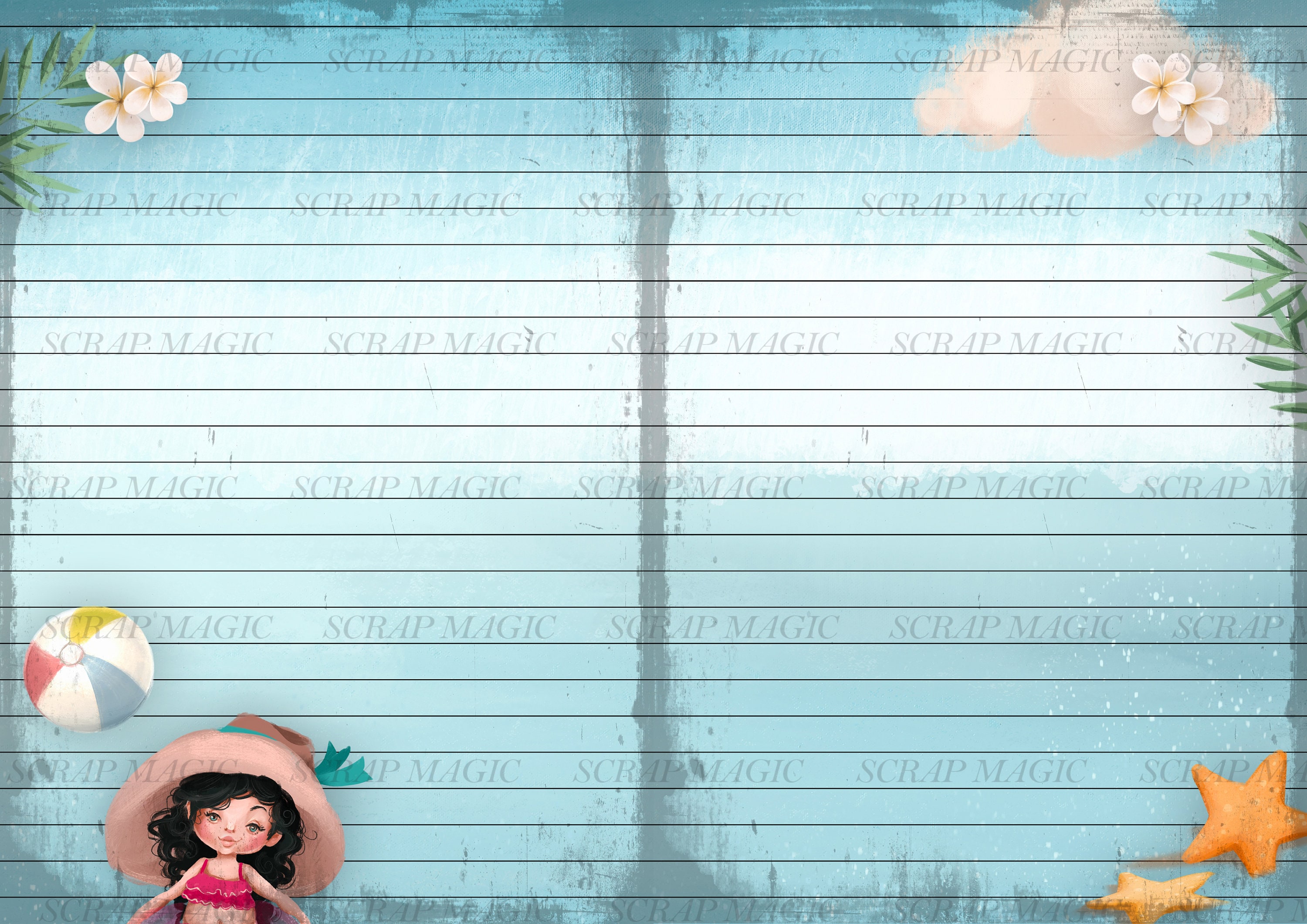 Beach Junk Journal Digital Kit, Printable Collage Sheets, Instant ...