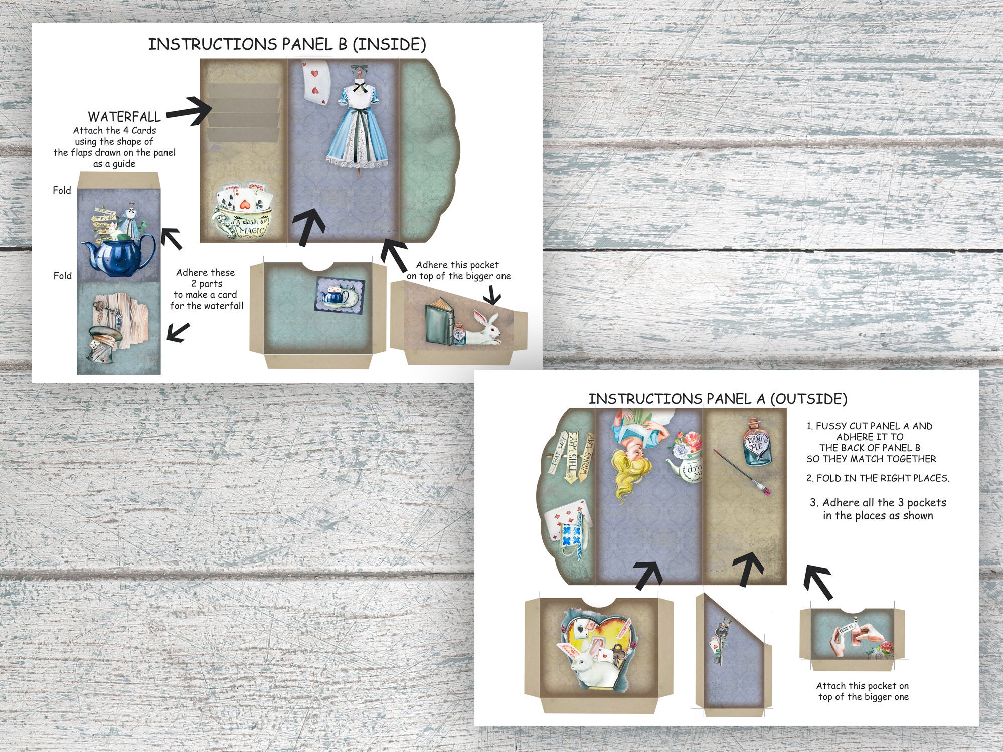 Alice in Wonderland Junk Journal Folio Kit, Loaded Folder, Insert ...