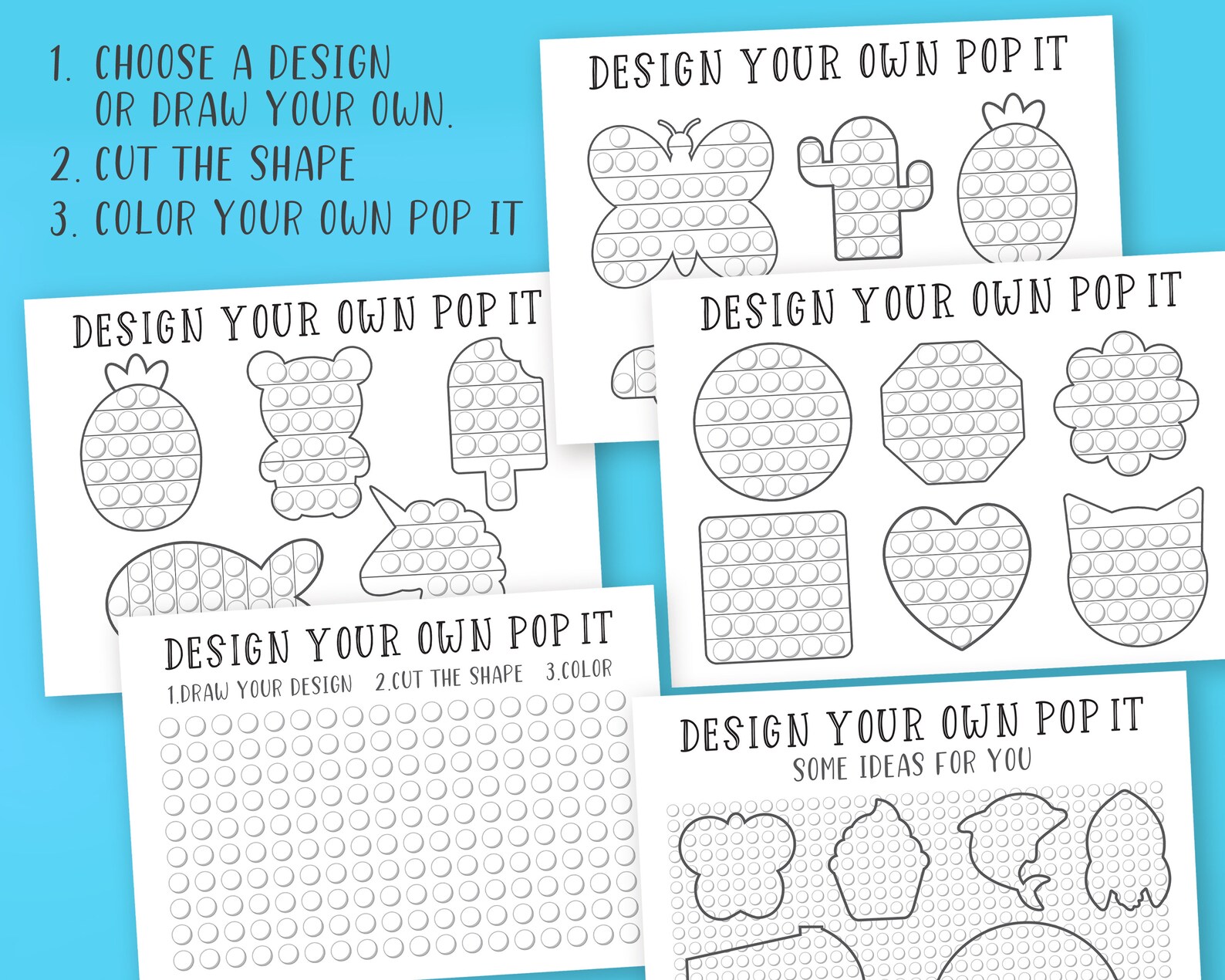 Pop It Printable - Pop It Activity - Pop It Kids Birthday Party ...