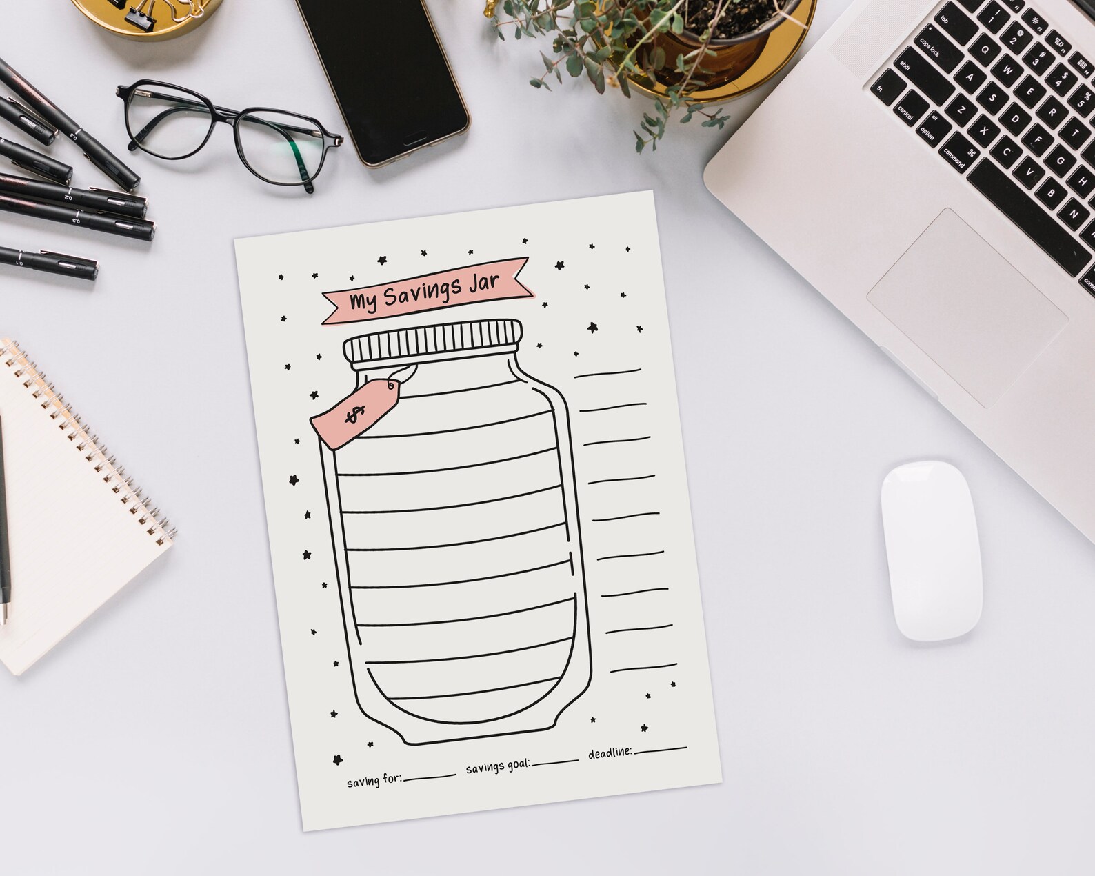 Saving Tracker Savings Jar Hand-drawn Savings Jar Printable Bullet ...