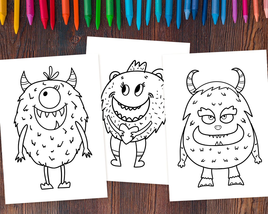 Funny Monsters Coloring Pages for Kids | Monster Coloring Bundle ...