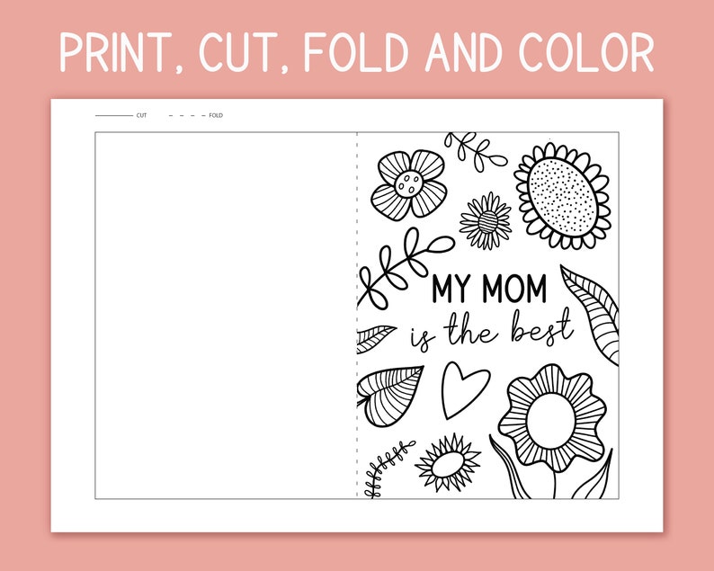 Mother's Day Coloring Card Printable - DIY Card for Mom - Coloring Card ...