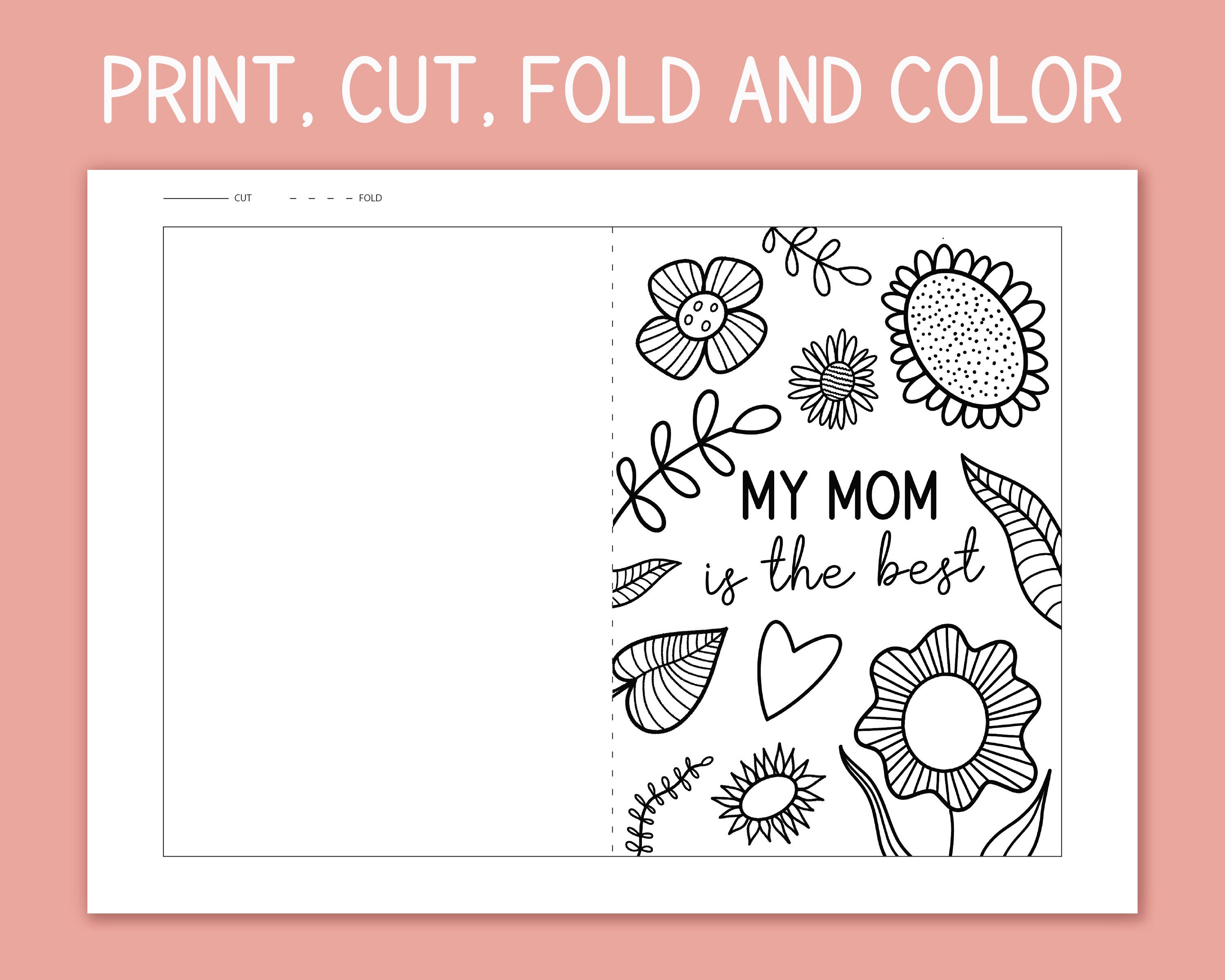 Mother's Day Coloring Card Printable - DIY Card for Mom - Coloring Card ...