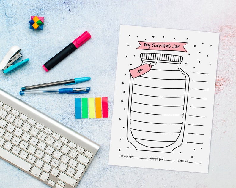 Saving Tracker Savings Jar Hand-drawn Savings Jar Printable Bullet ...