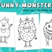 Funny Monsters Coloring Pages for Kids | Monster Coloring Bundle ...