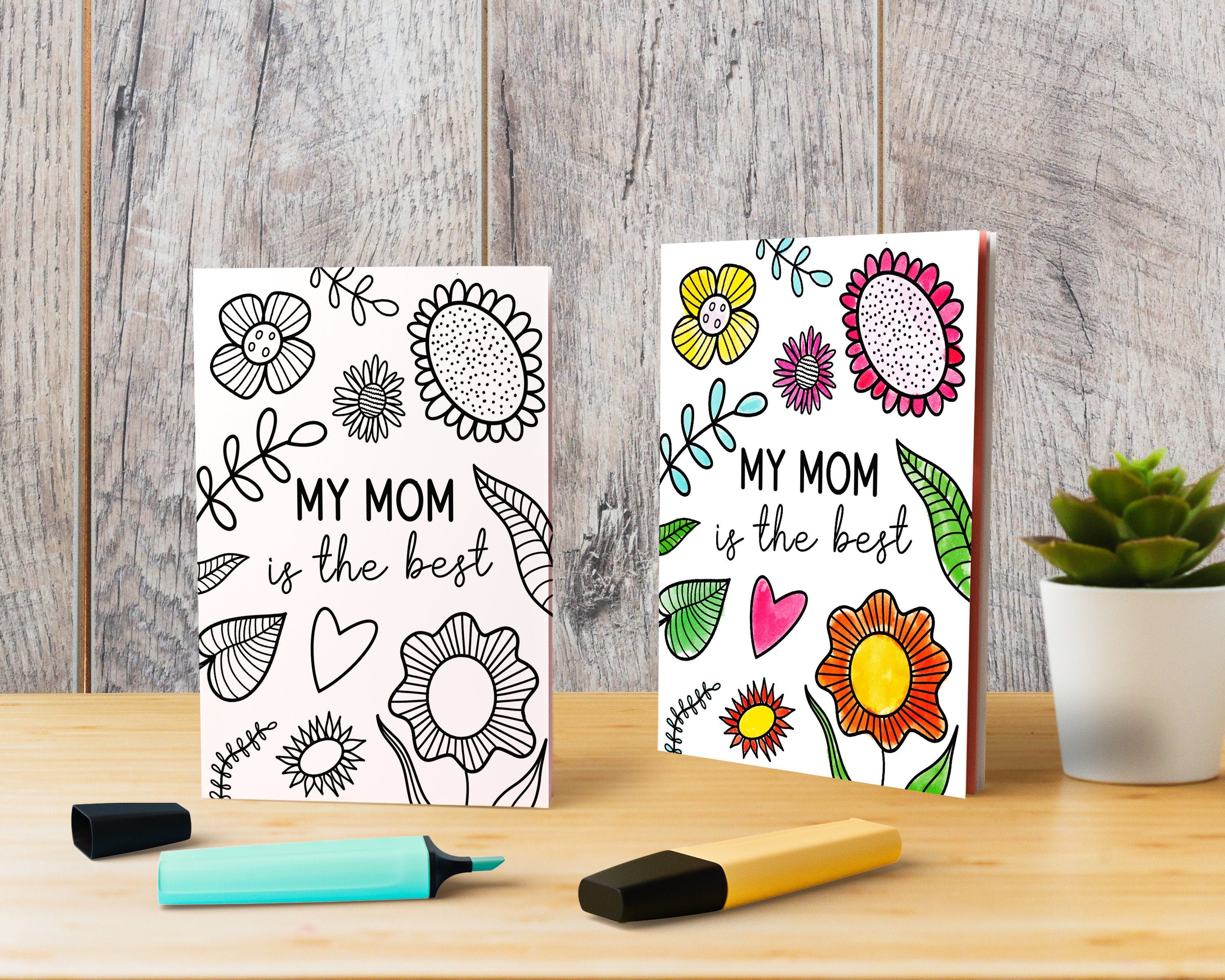 Mother's Day Coloring Card Printable - DIY Card for Mom - Coloring Card ...
