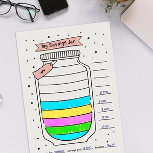 Saving Tracker - Savings Jar | Hand-drawn Savings Jar Printable ...