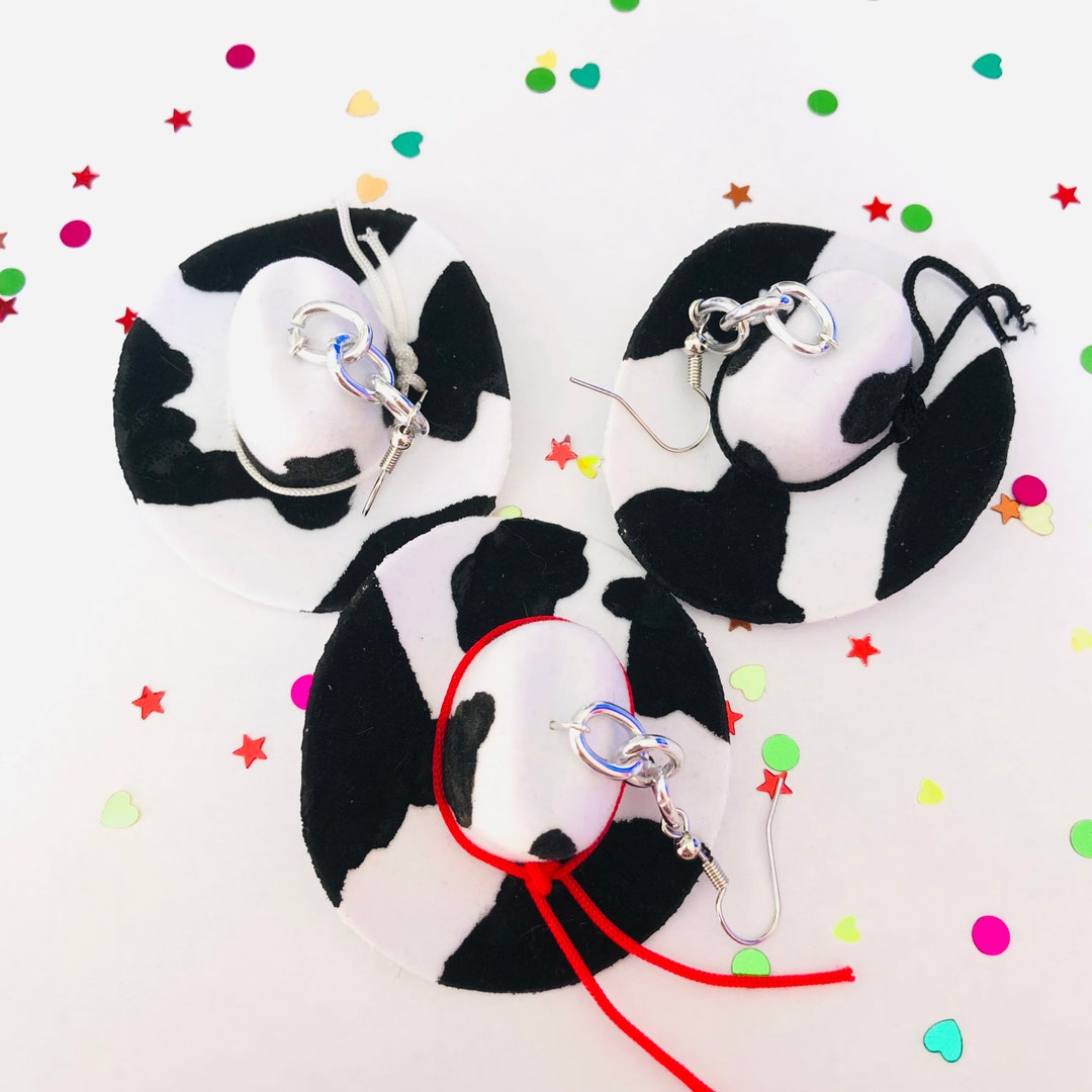 Moolissa Classic Hand Painted Cow Print Cowboy Hat Statement Earrings ...