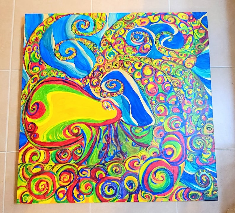 Aloha Octopus Art | Rainbow Abstract Painting, Hawaiian Theme - Etsy Israel