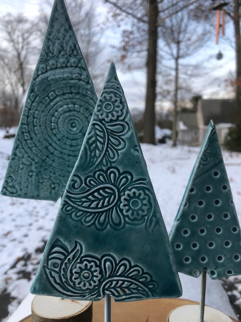 Ceramic Trees on Birch Tree Base - Etsy