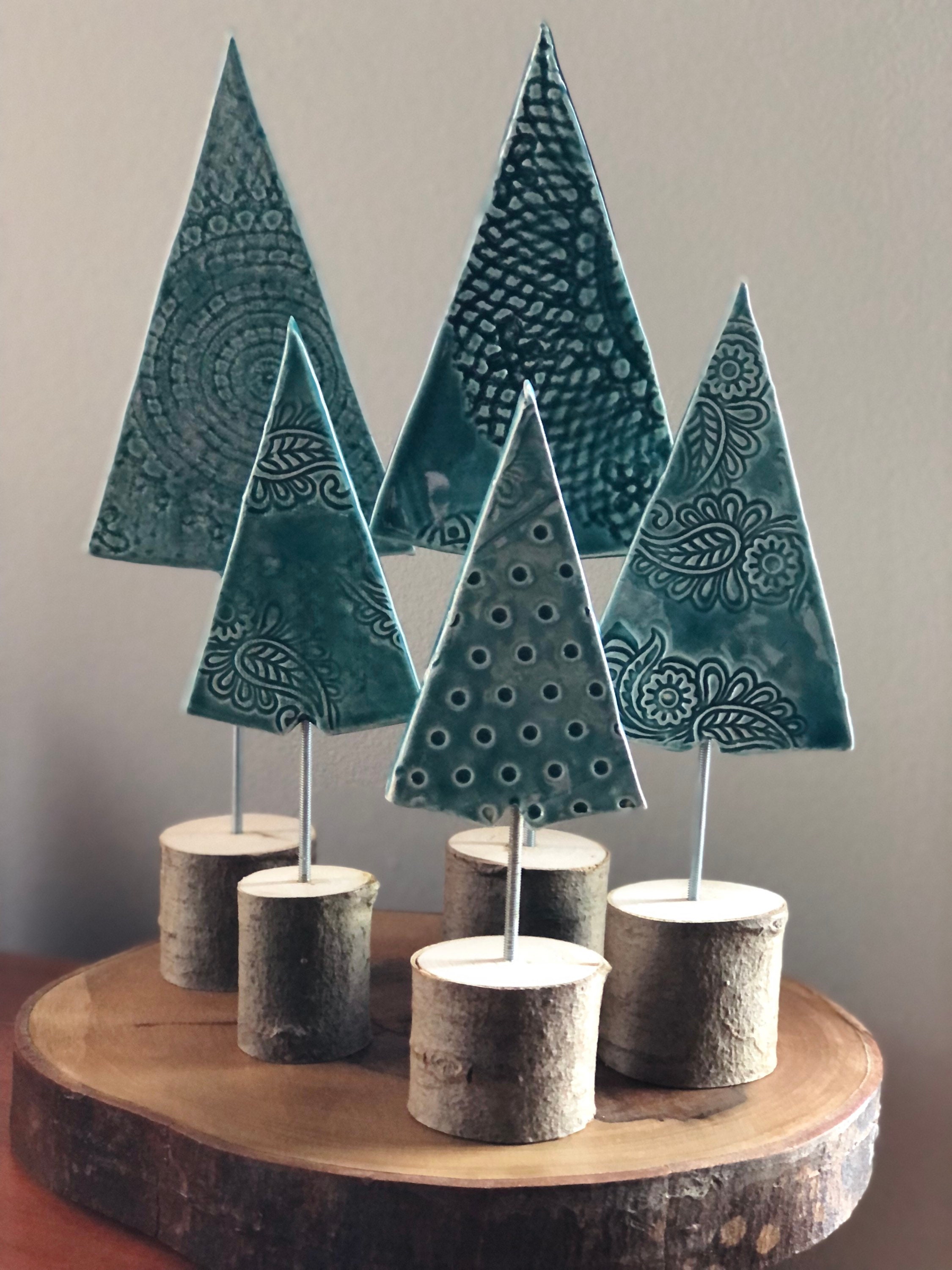 Ceramic Trees on Birch Tree Base - Etsy