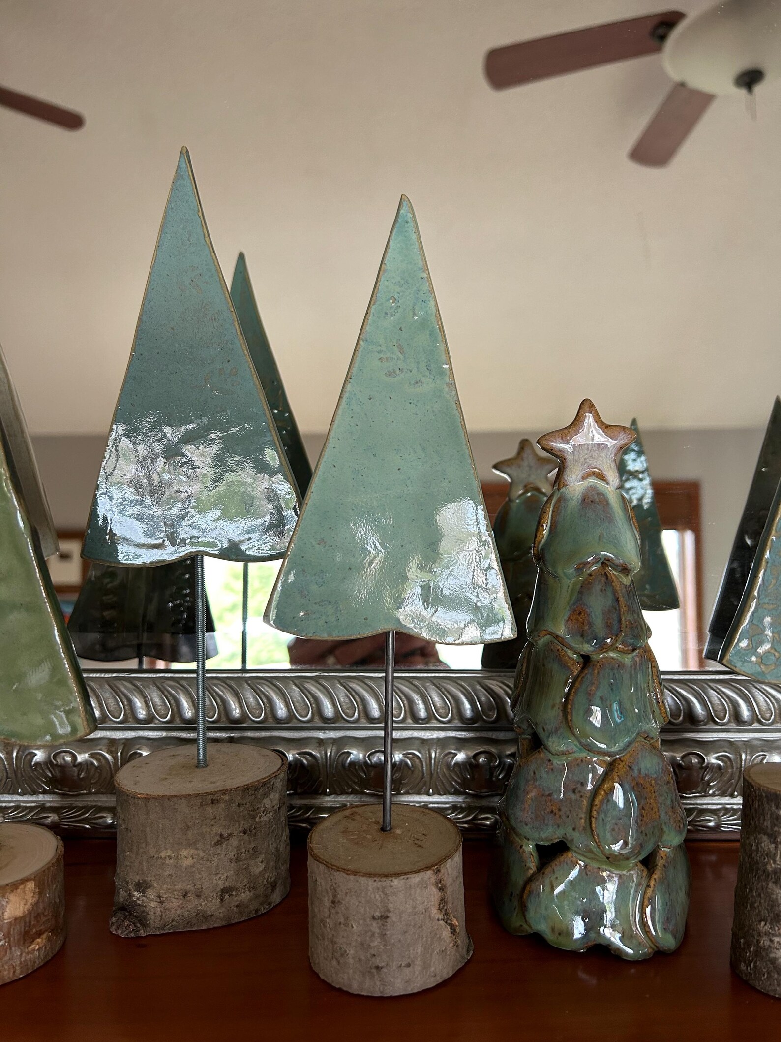 Ceramic Trees on Birch Tree Base - Etsy