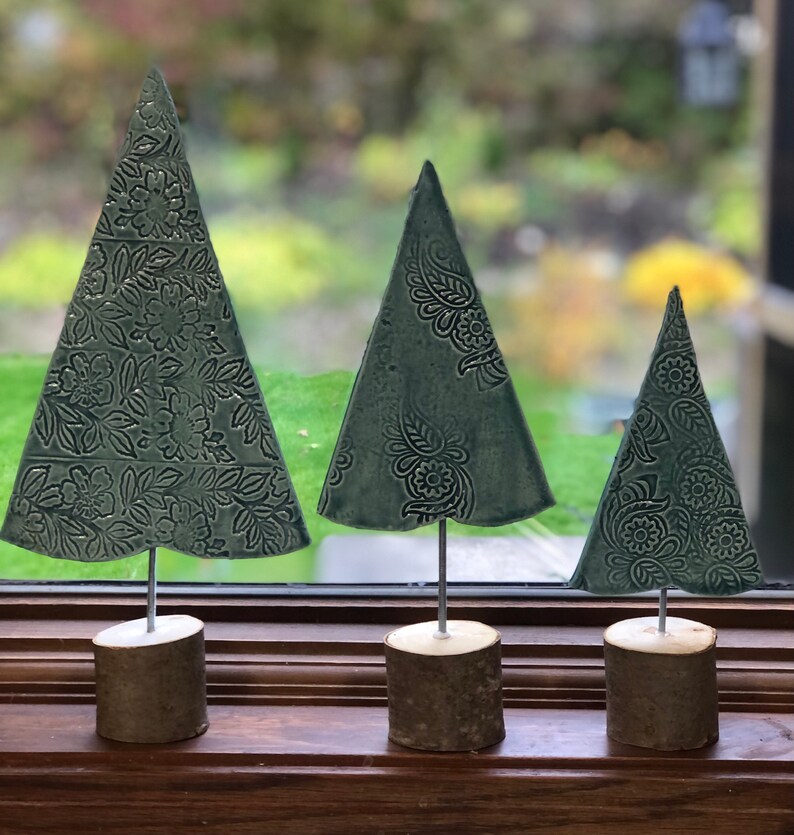 Ceramic Trees on Birch Tree Base - Etsy
