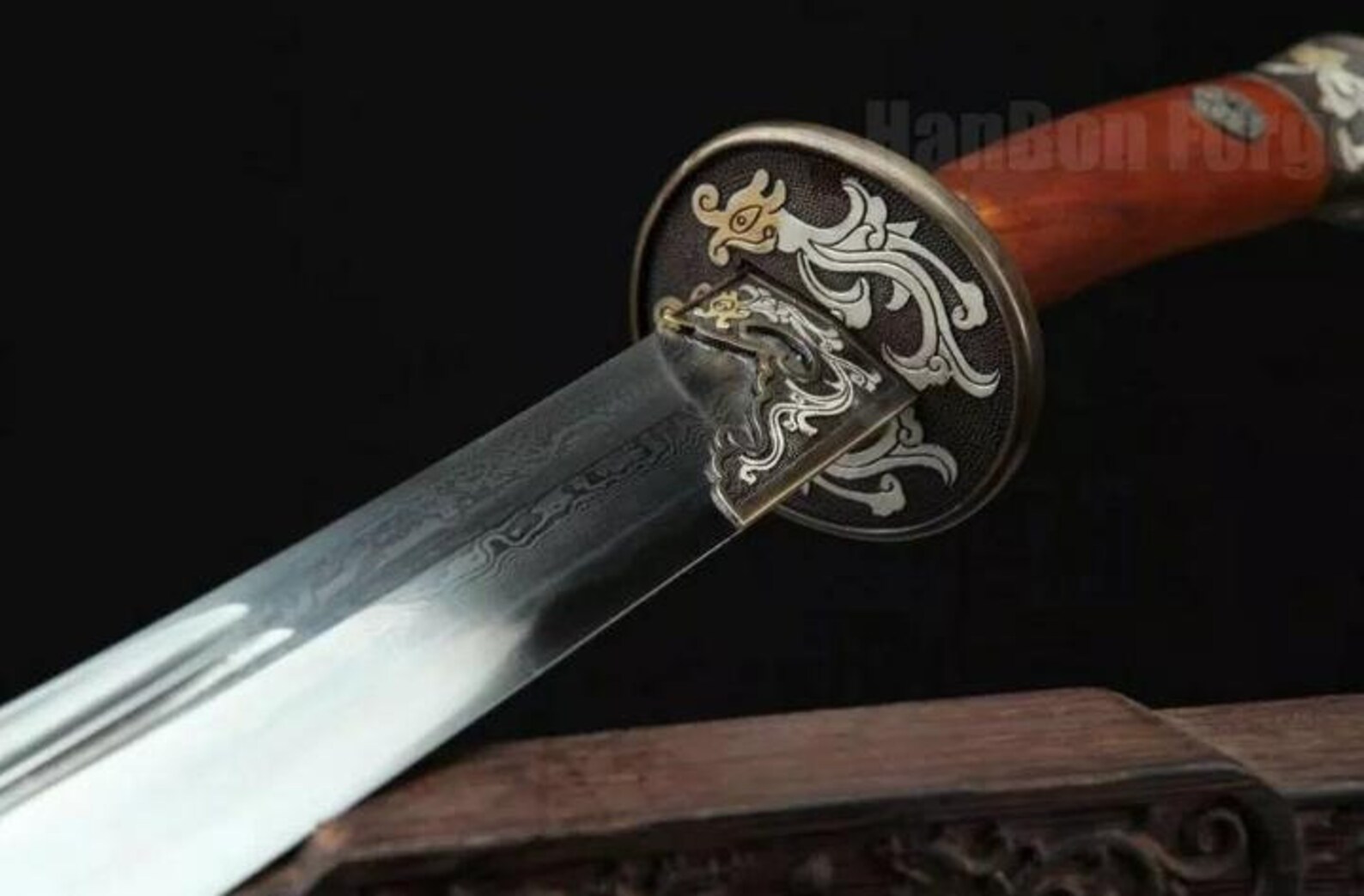 Custom handmade DAMASCUS STEEL DRAGON sword with sheath | Etsy