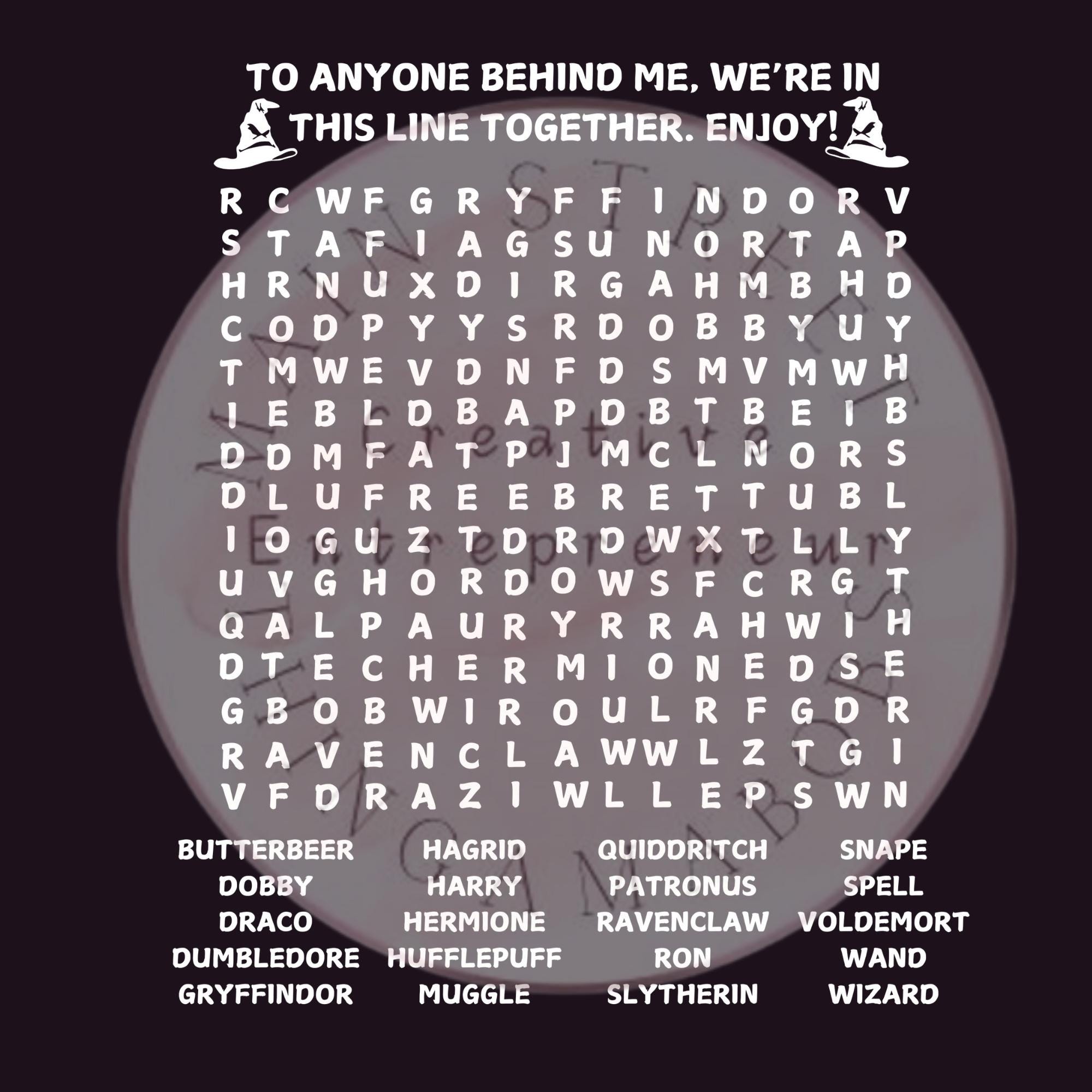 Wizarding World Word Search - HP Inspired - PNG | Instant Download for ...