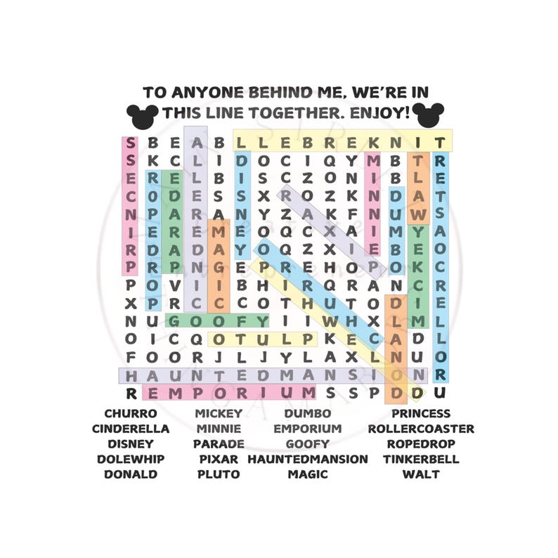 Classic Disney Interactive - Word Search Puzzle - Waiting in Line ...