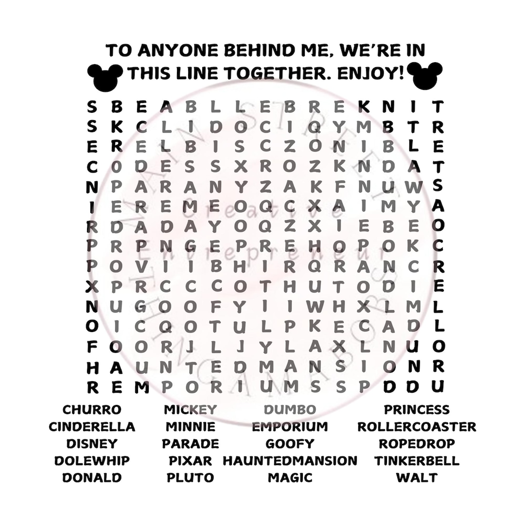 Classic Disney Interactive - Word Search Puzzle - Waiting in Line ...