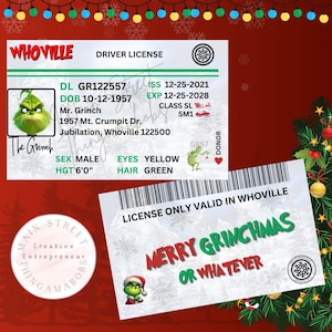 Grinch Driver License Lost License PNG jpg-sublimation-instant Download ...