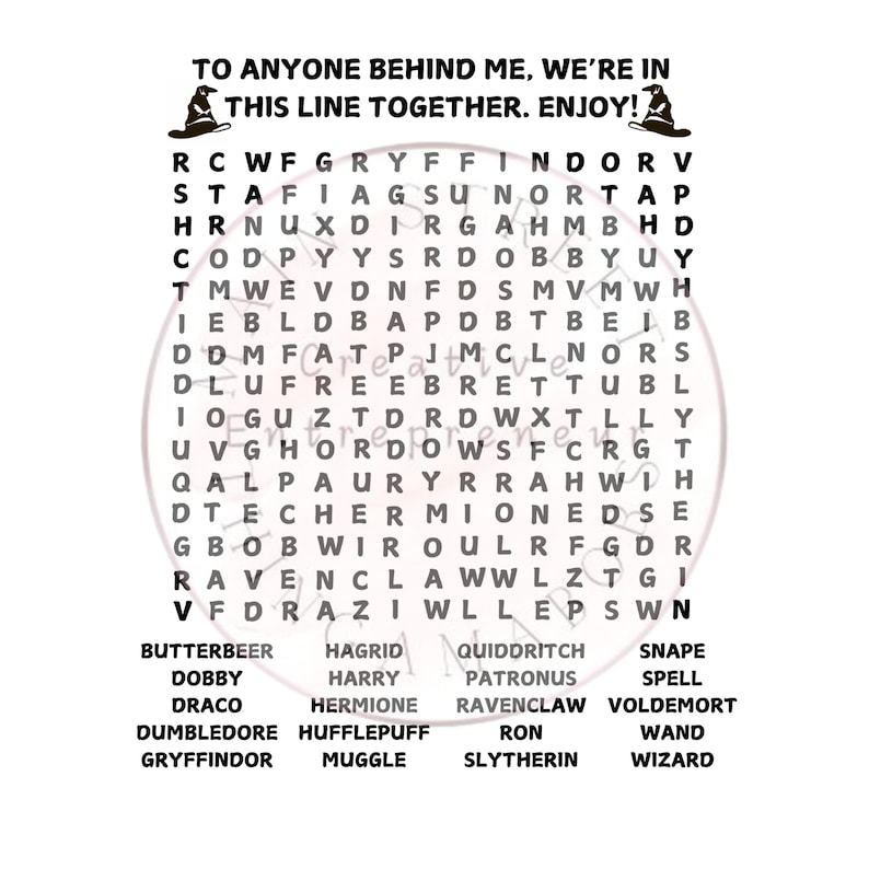 Wizarding World Word Search - HP Inspired - PNG | Instant Download for ...