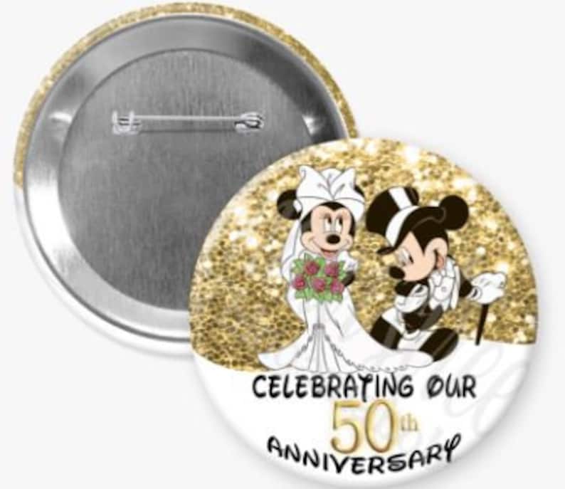 Mickey Minnie Celebrating 50th - Golden-anniversary Inspired Pin Back ...