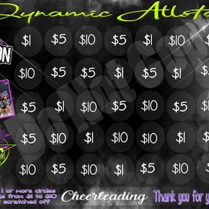 Scratch off Fundraiser Cards - Cheerleaders - Gymnast - Dance ...