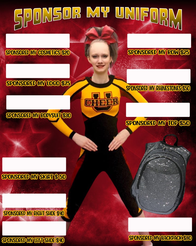 Sponsor My Cheer Uniform Flyer/poster - DIGITAL FILE - Etsy