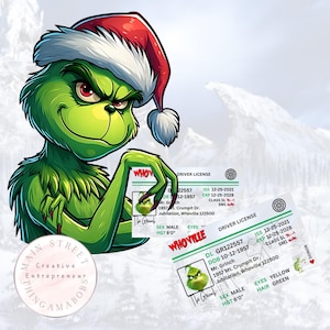 Grinch Driver License Lost License PNG jpg-sublimation-instant Download ...