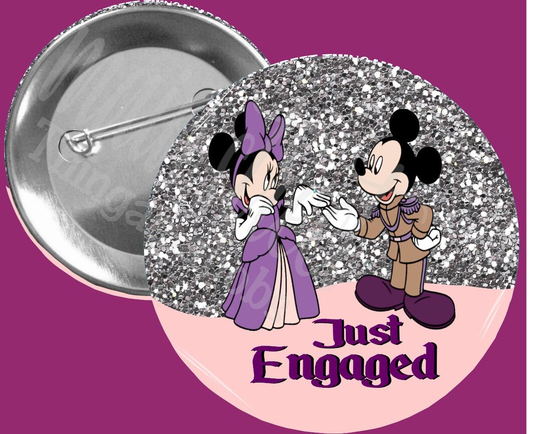 Mickey & Minnie Just Engaged Inspired Pin Back Button - Etsy