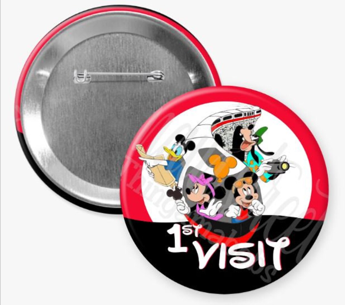 First Visit Monorail Disney Inspired Pin Back Button - Etsy