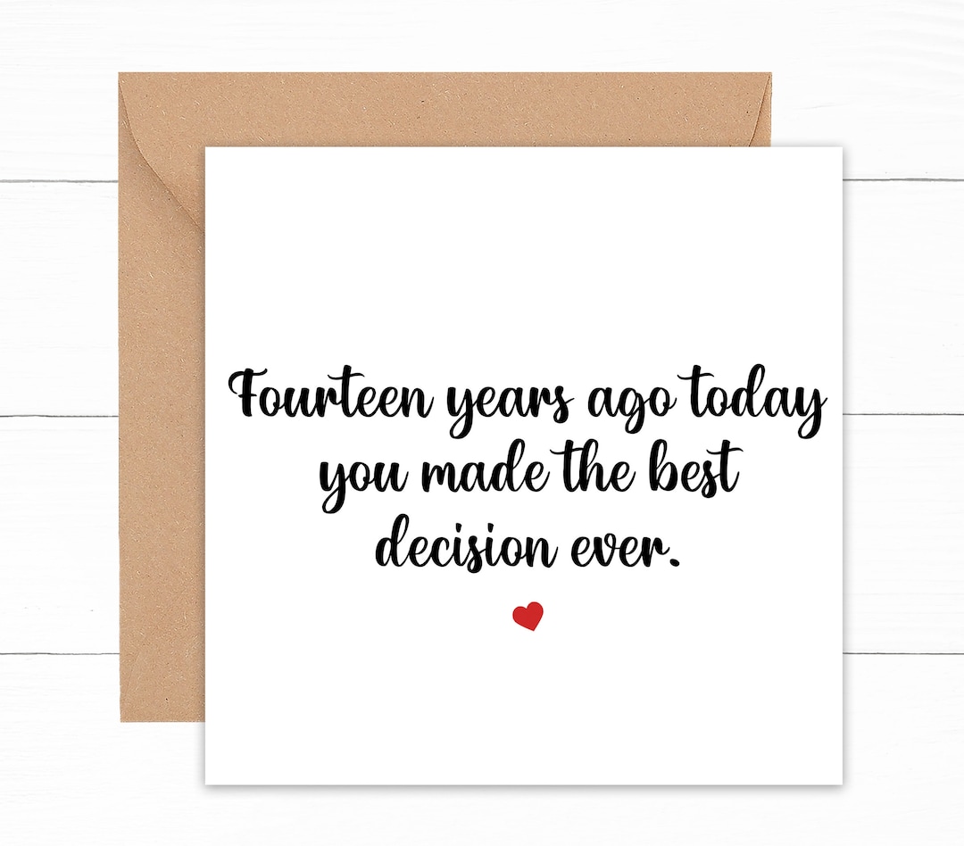 14th Anniversary Card for Husband, Funny 14 Year Anniversary Card, Cute ...