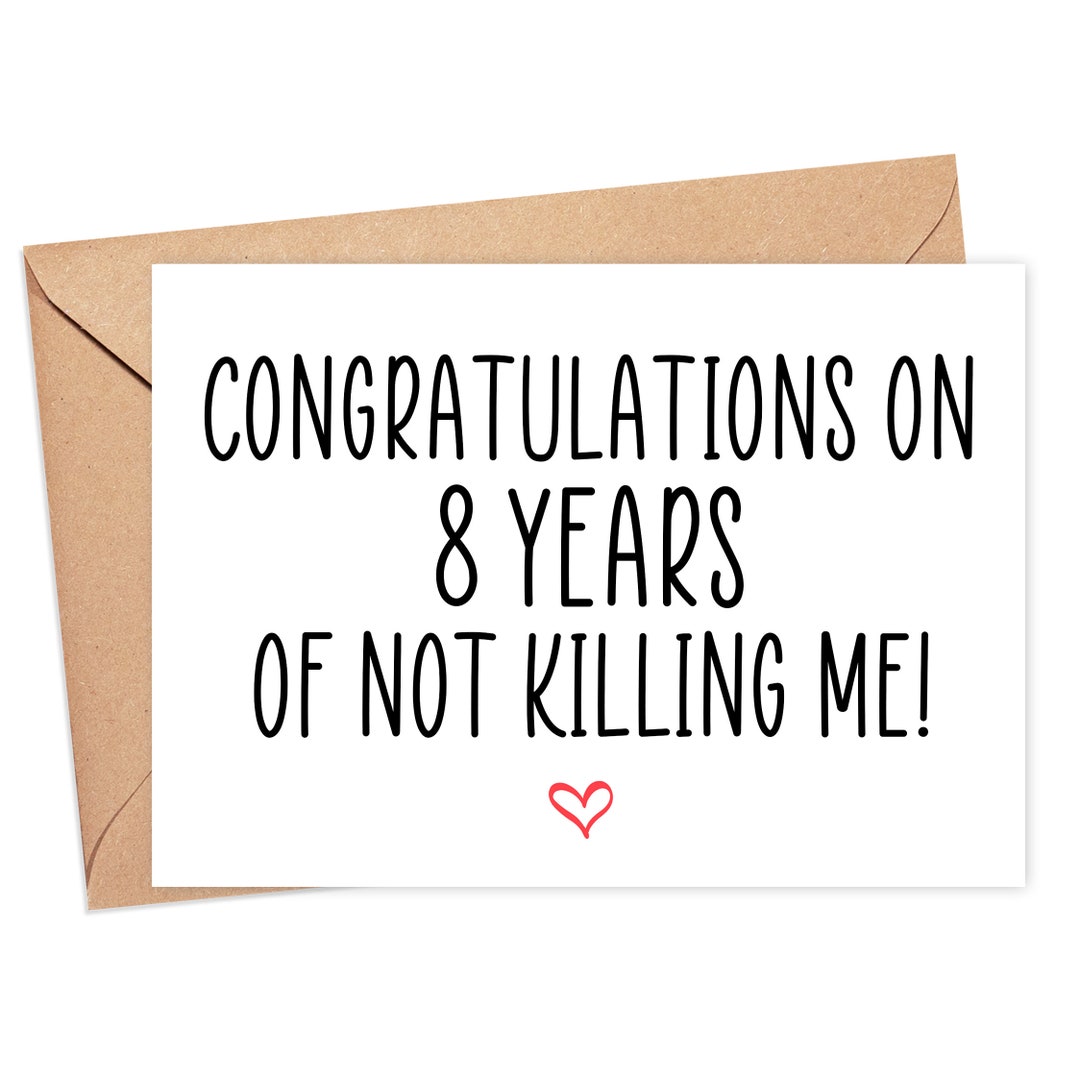 Funny 8th Anniversary Card for Husband, 8 Year Anniversary Gift Husband ...