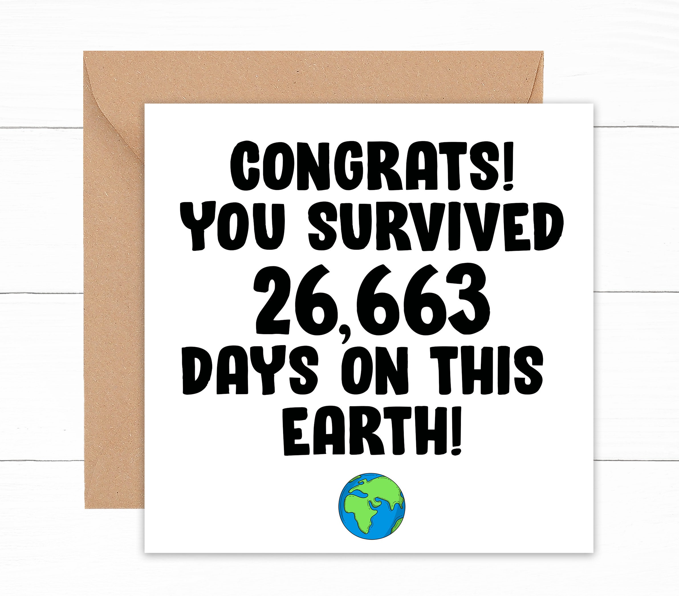 73rd Birthday Card, Funny 73rd Birthday Card, Congratulations Card ...