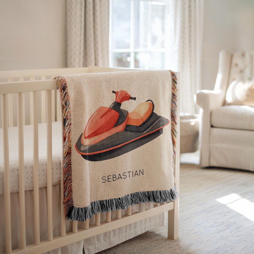 Personalized Jet Ski Baby Blanket, Custom Name Water Sports Throw ...