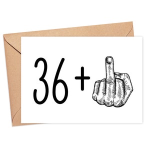 37th Birthday Card, Funny 37th Birthday Card, Funny Middle Finger Card ...