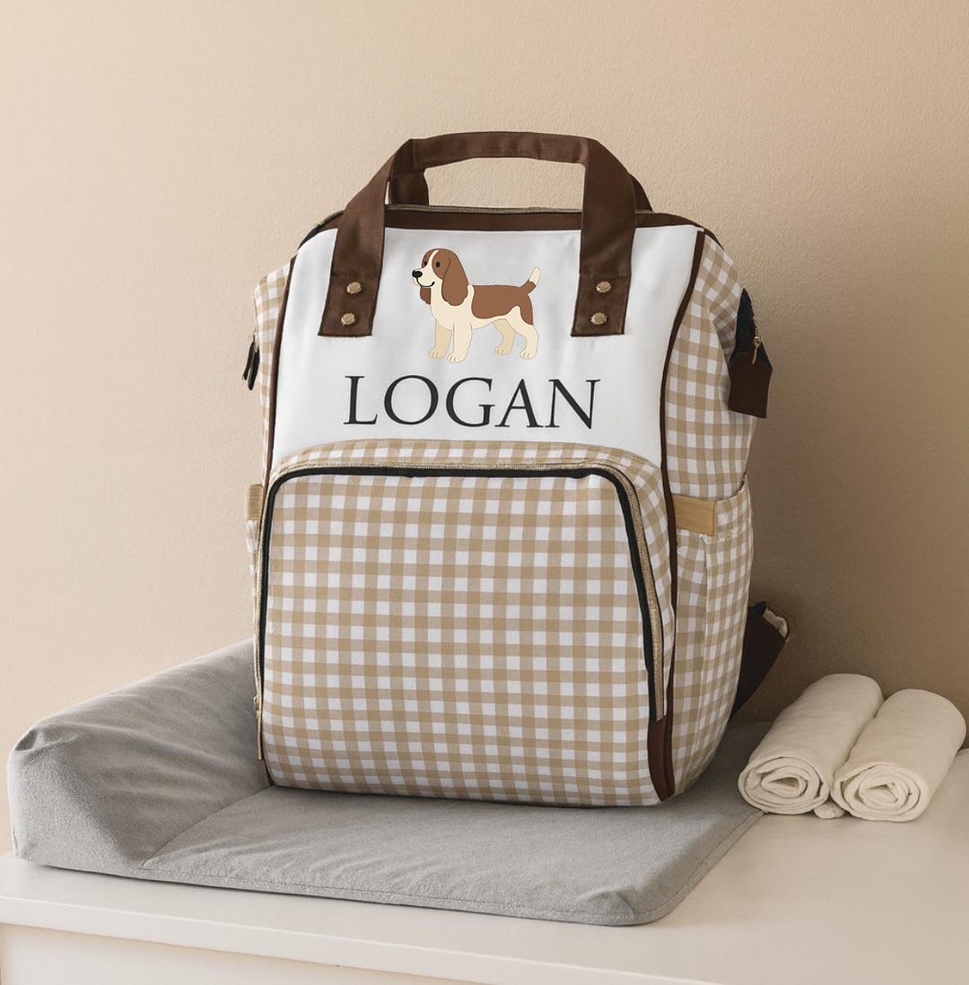 Personalized English Springer Spaniel Dog Diaper Bag Backpack, Custom ...