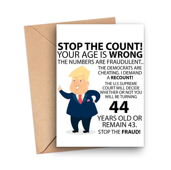 Funny 44th Birthday Card Funny Trump 44th Birthday Card | Etsy