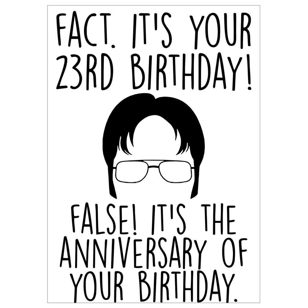 Funny 23rd Birthday Card Dwight Schrute Funny Birthday Card | Etsy
