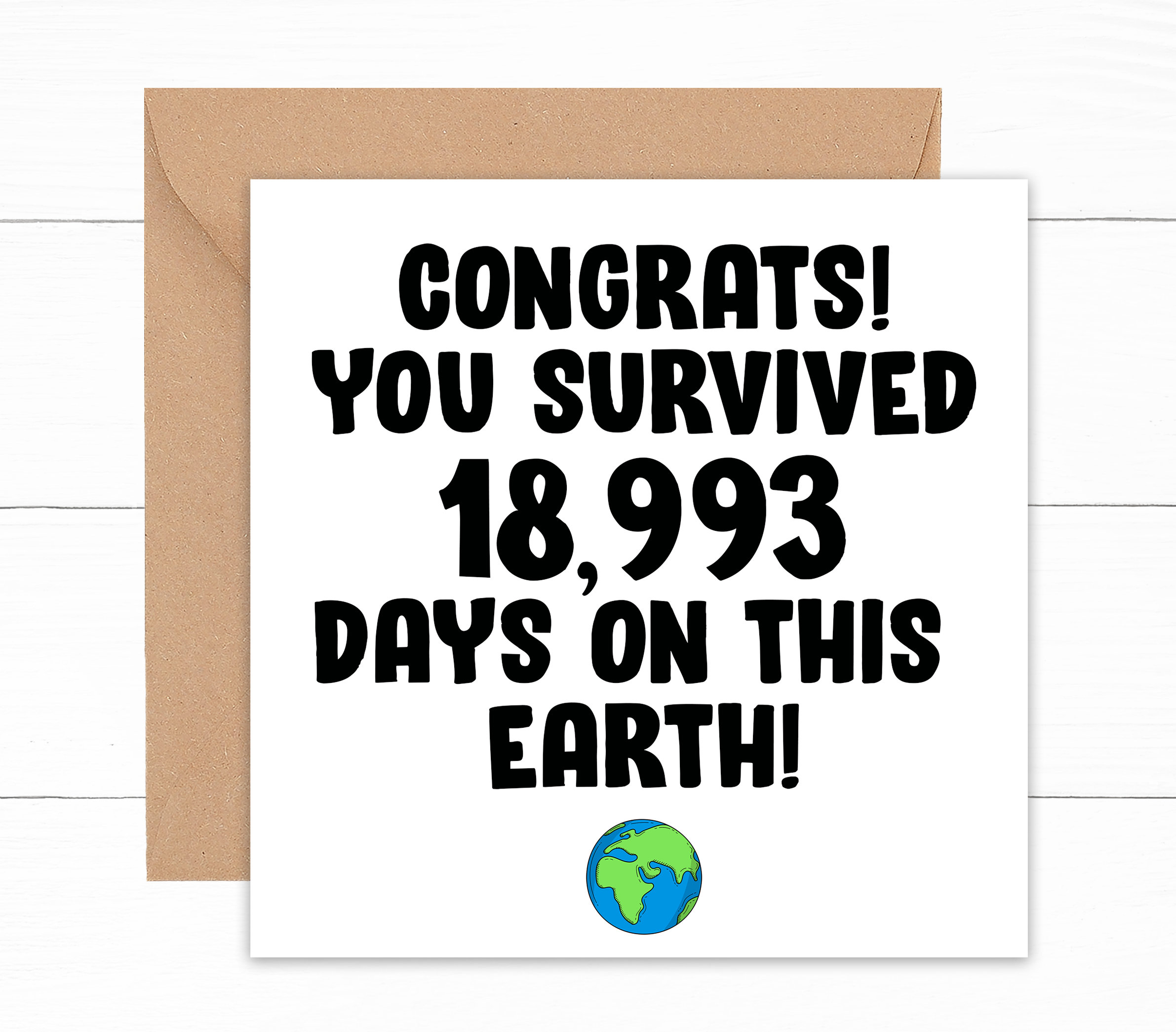 52nd Birthday Card, Funny 52nd Birthday Card, Congratulations Card ...