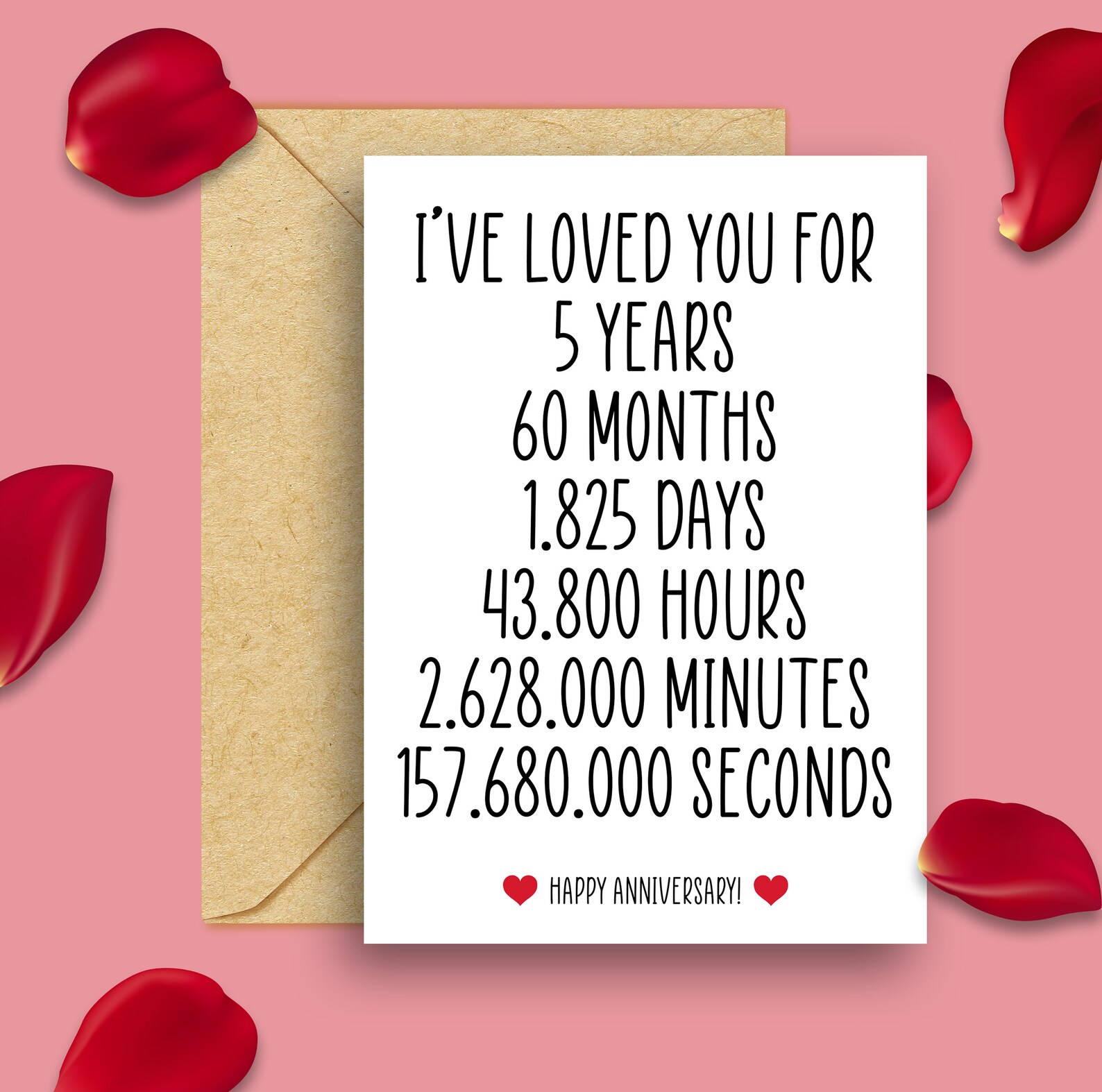 5th Anniversary Card, 5 Year Anniversary Card, 5 Years Married Card, 5 ...