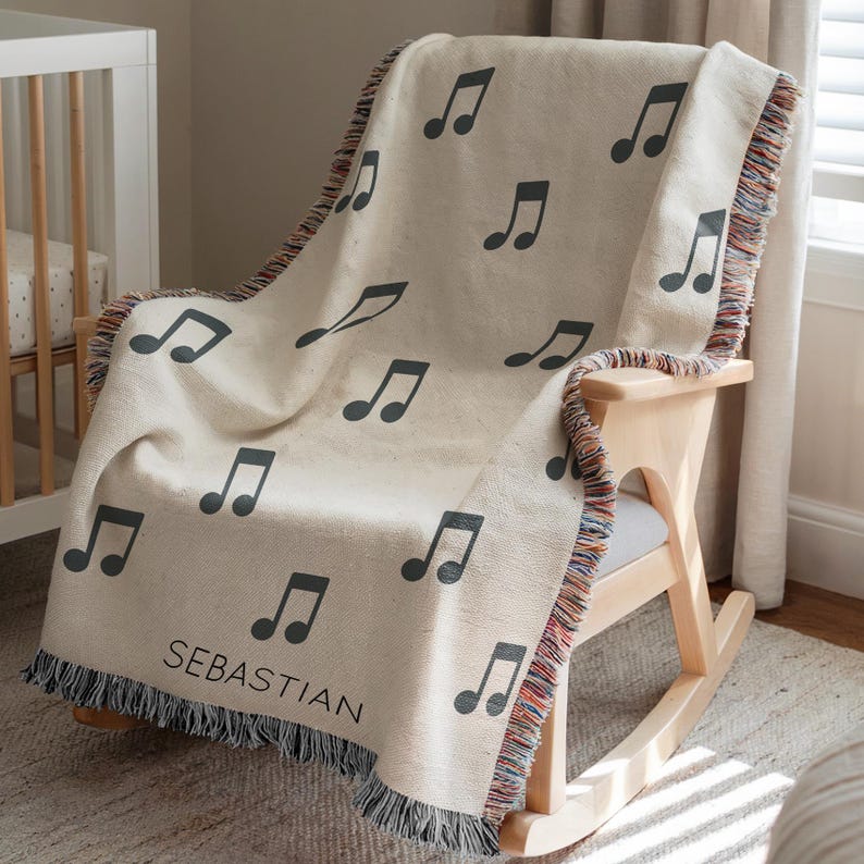 Personalized Music Note Baby Blanket, Custom Name Music Lover Throw for ...