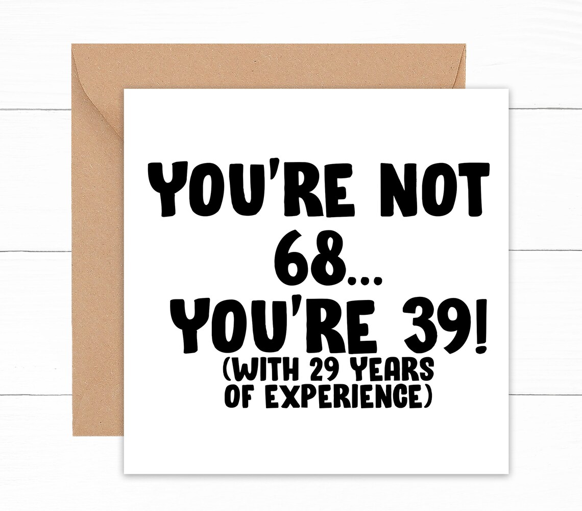 Funny 68th Birthday Card Funny Birthday Card for 68 Year Old | Etsy