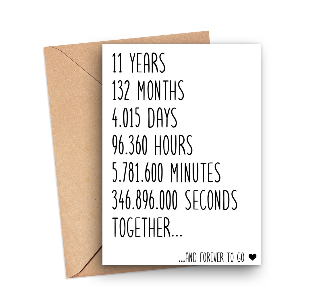 11th Anniversary Card, 11 Years Together Card, 11 Year Anniversary Card ...