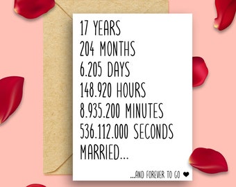 Funny 17th Anniversary Card 6205 Days Married Card Funny - Etsy