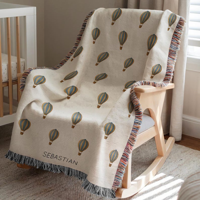 Personalized Hot Air Balloon Baby Blanket, Custom Name Blanket ...